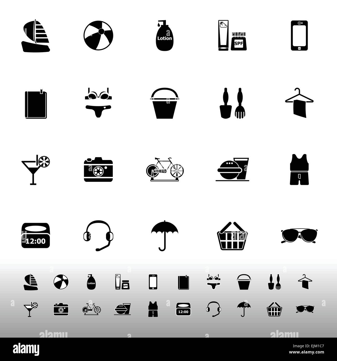 Beach icons on white background, stock vector Stock Vector Image & Art ...