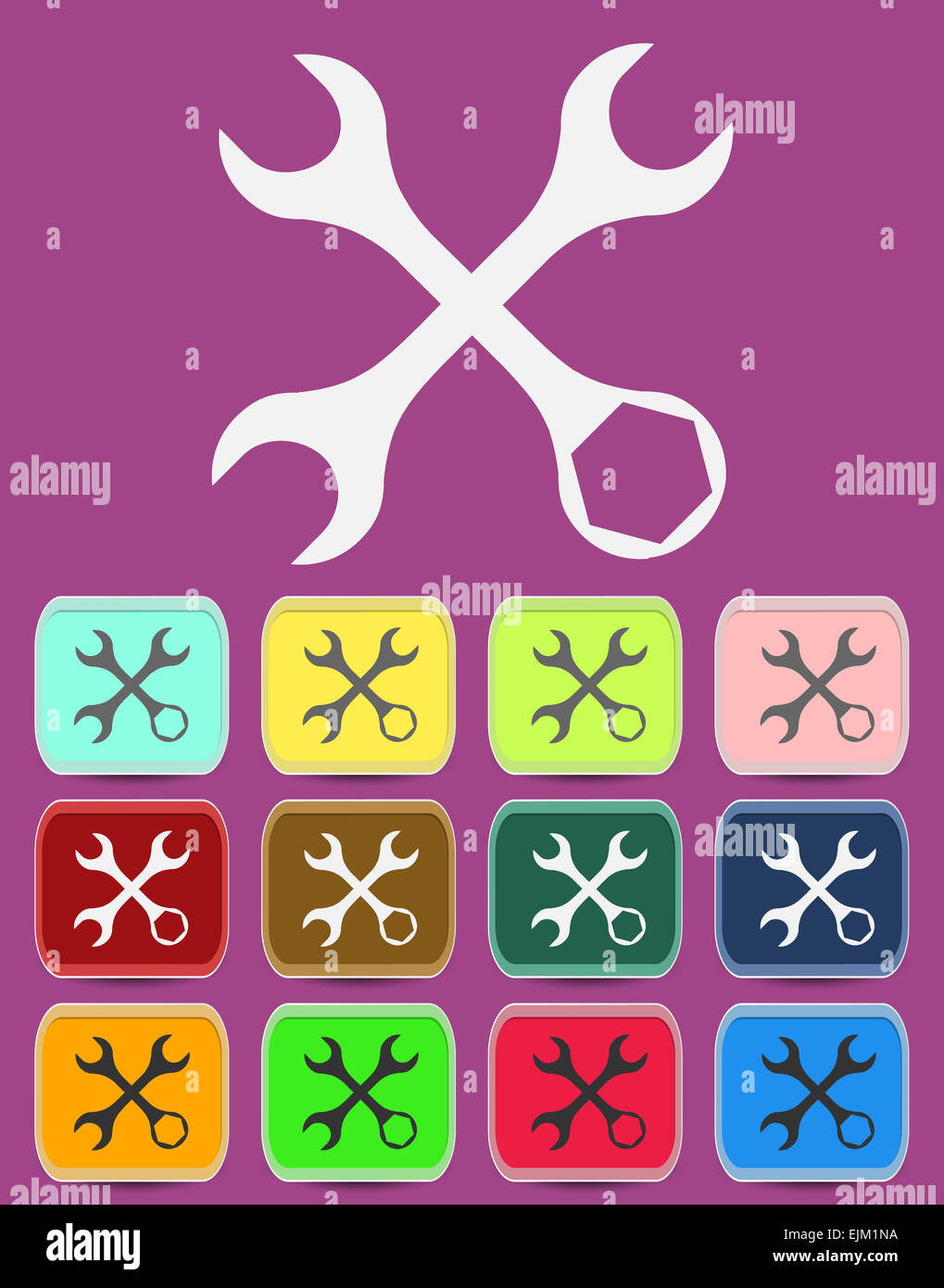 Settings Wrench Icon with color variations, vector Stock Photo - Alamy