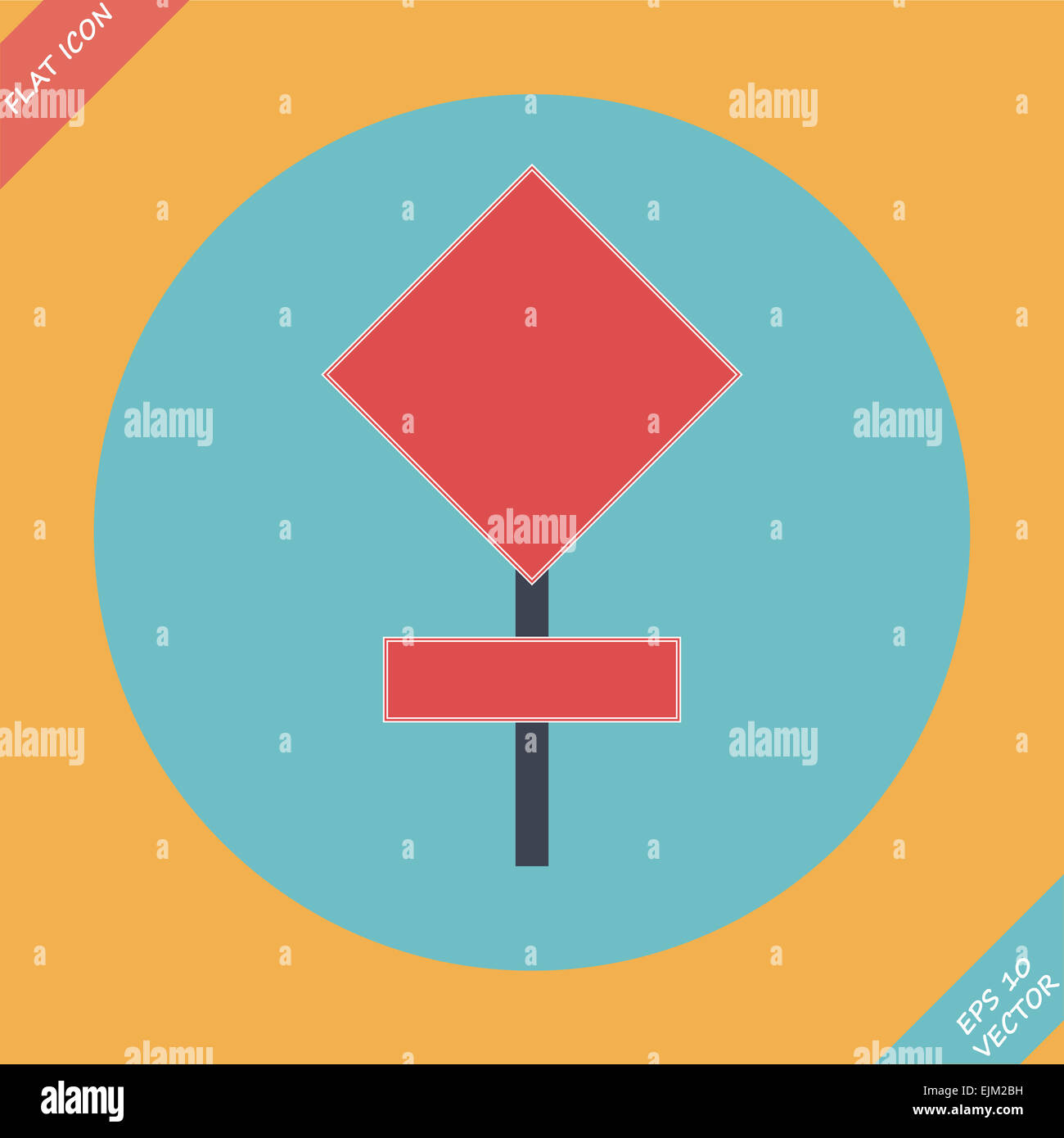 Blank red road sign - vector illustration Stock Photo - Alamy