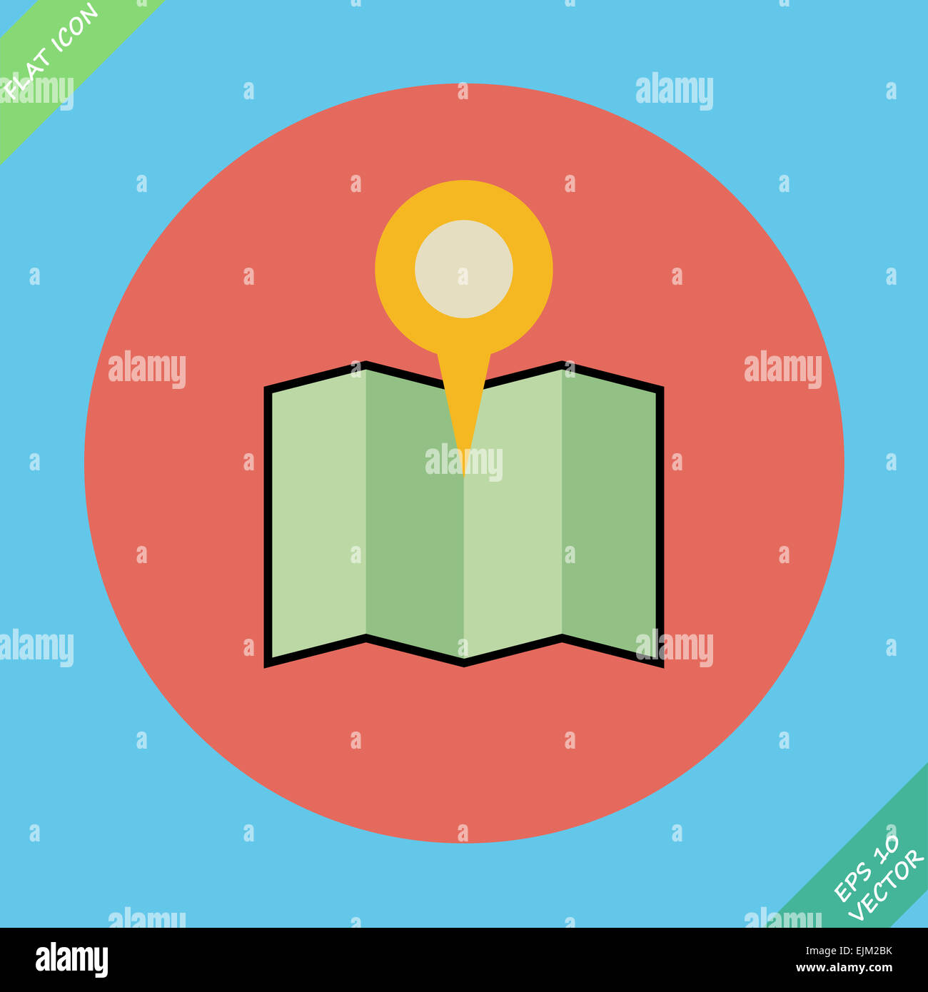 Folded map pin location hi-res stock photography and images - Alamy