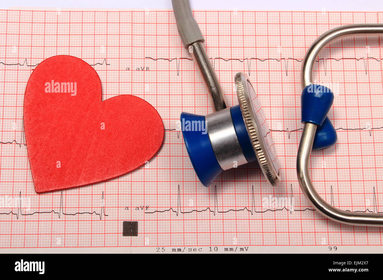 Medical stethoscope, electrocardiogram graph and heart shape, ekg heart ...