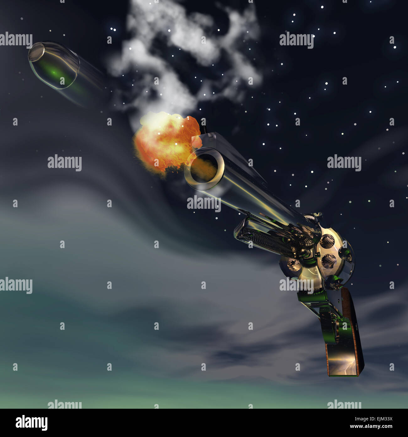 Digital Illustration of a Revolver Stock Photo - Alamy