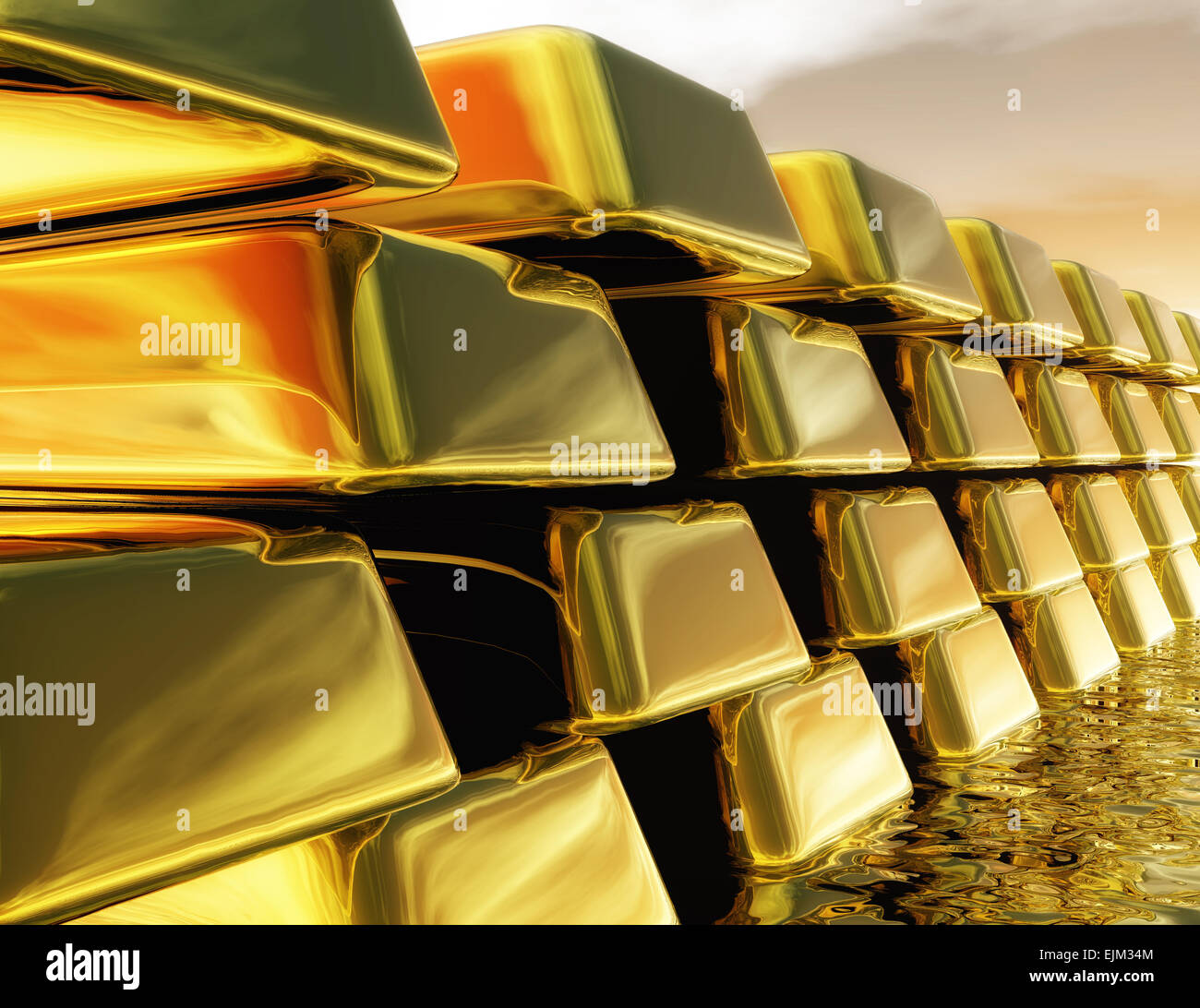 Diugital Illustration of Gold Bullions Stock Photo - Alamy