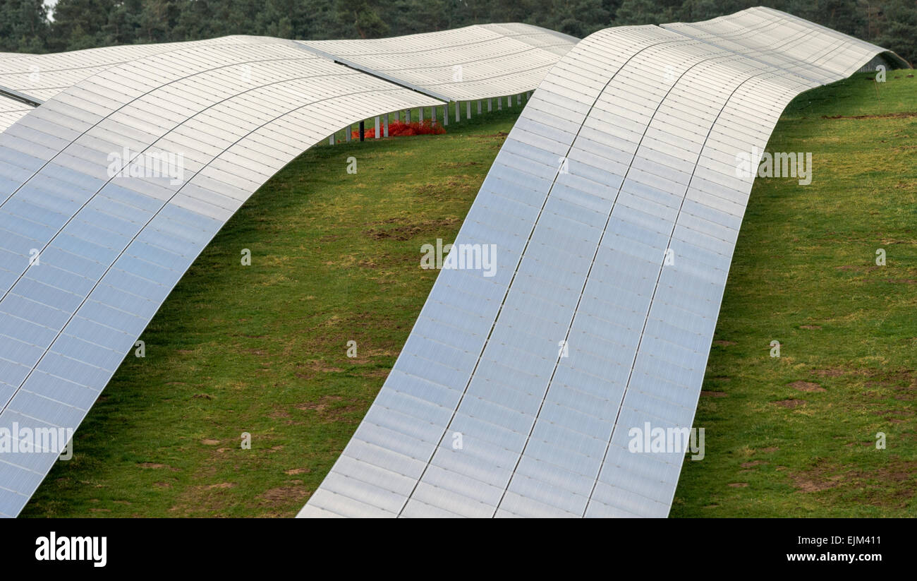 A field of P.V. solar panels at a solar farm on the Welbeck Estate ...