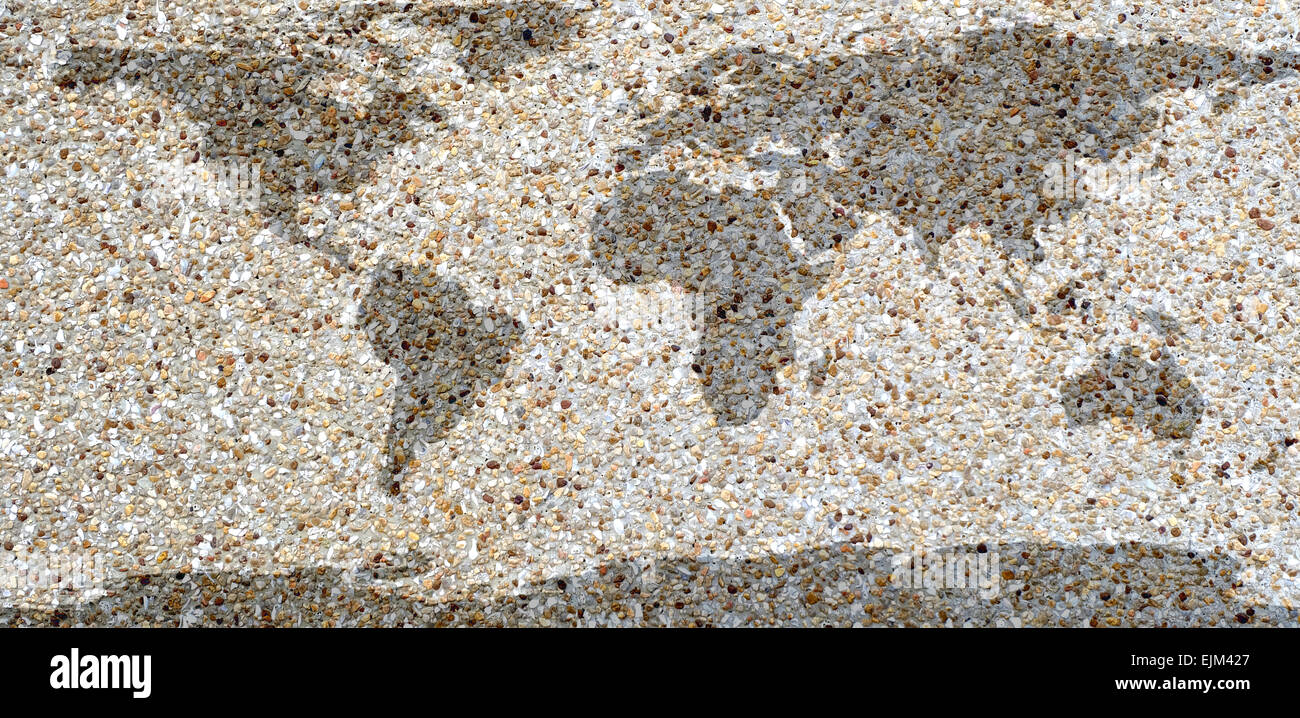 world map on sand wall background Stock Photo - Alamy