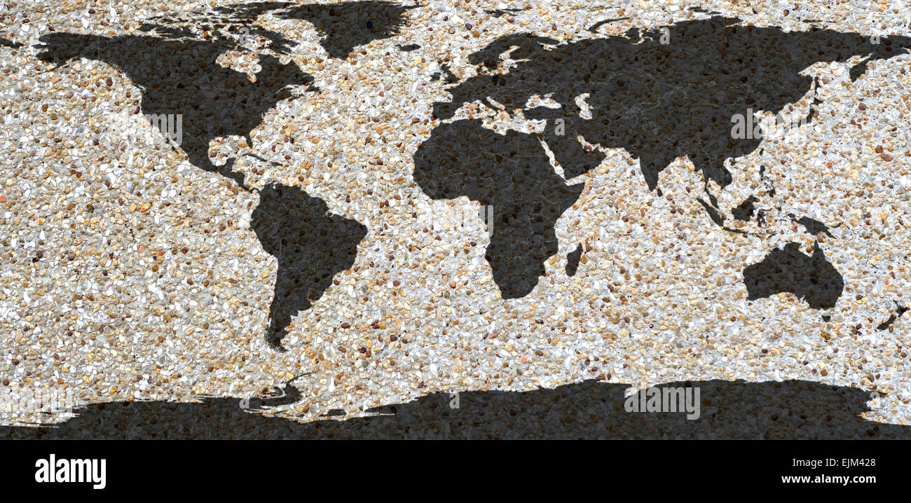 world map on sand wall background Stock Photo - Alamy