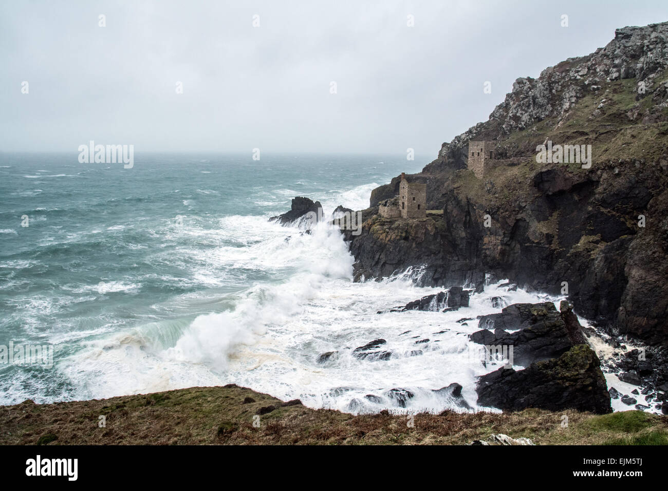Botallack, Cornwall, UK. 29th March 2015. UK Weather. Gale force winds ...