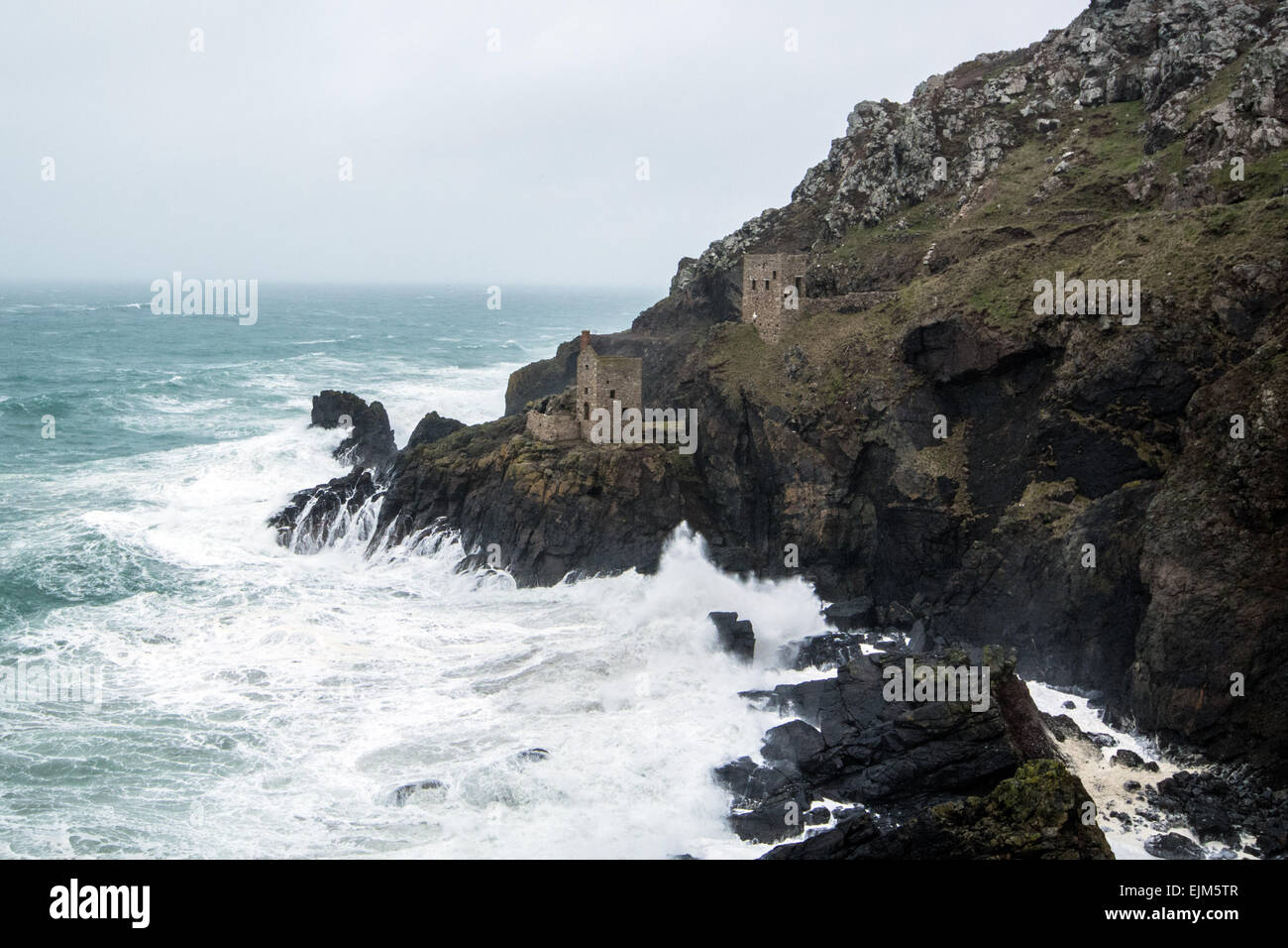 Botallack, Cornwall, UK. 29th March 2015. UK Weather. Gale force winds ...