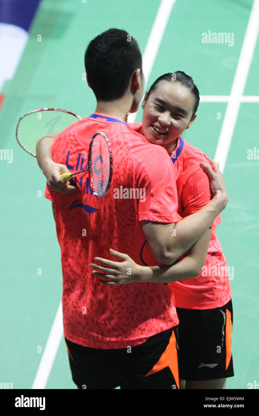 New Delhi, India. 29th Mar, 2015. Liu Cheng (L)/Bao Yixin of China ...