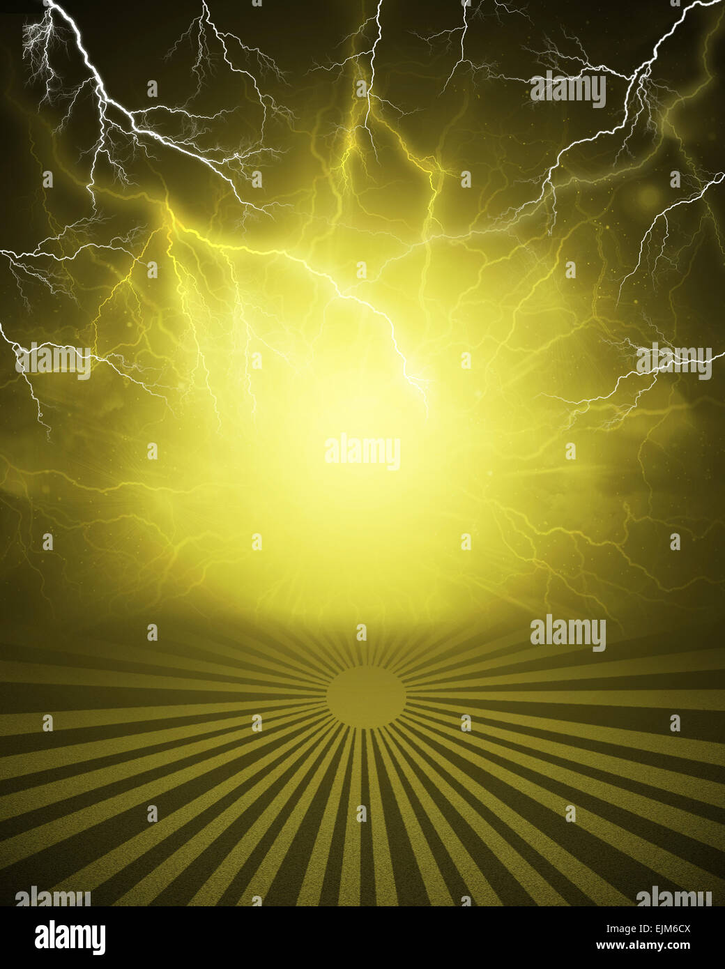 Abstract yellow background with lightning and stripes at bottom Stock ...