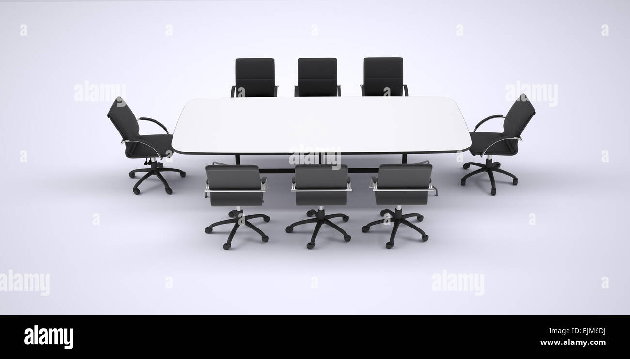 Conference table and eight black office chairs Stock Photo - Alamy