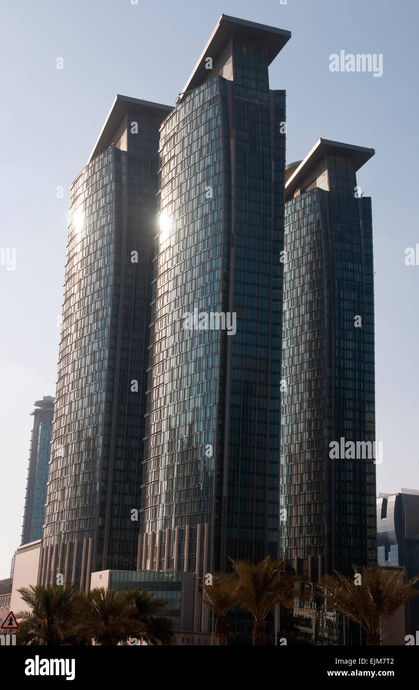 A troika of newly built apartment towers in the city of Doha, in the ...