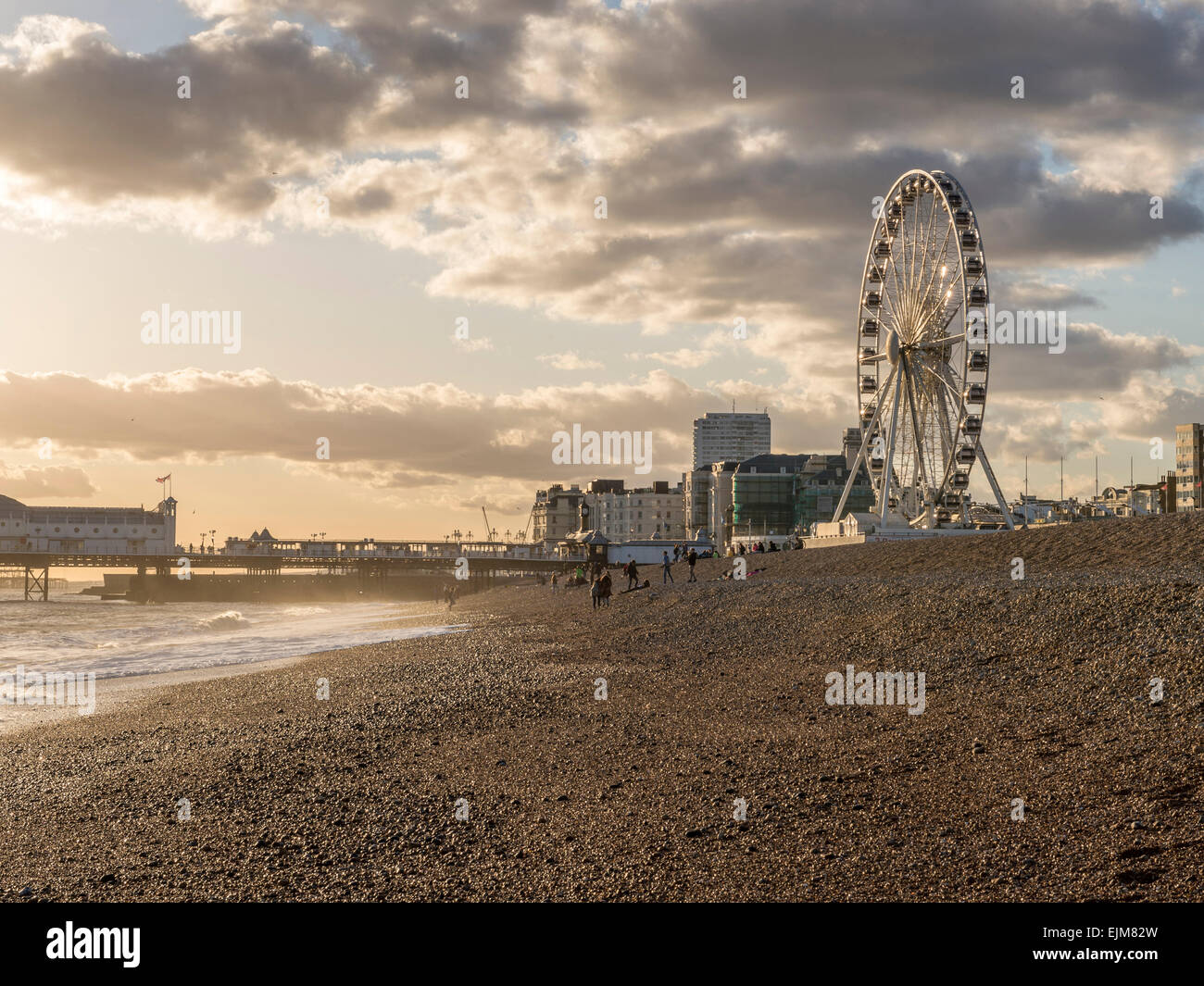 Spring Sunset over Brighton Wheel and Pier Stock Photo - Alamy