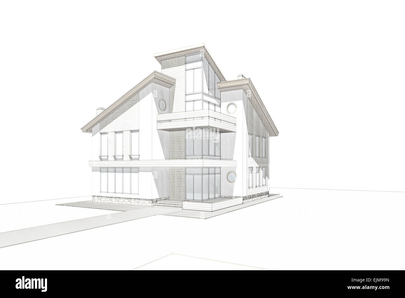 Modern glass house exterior Cut Out Stock Images & Pictures - Alamy