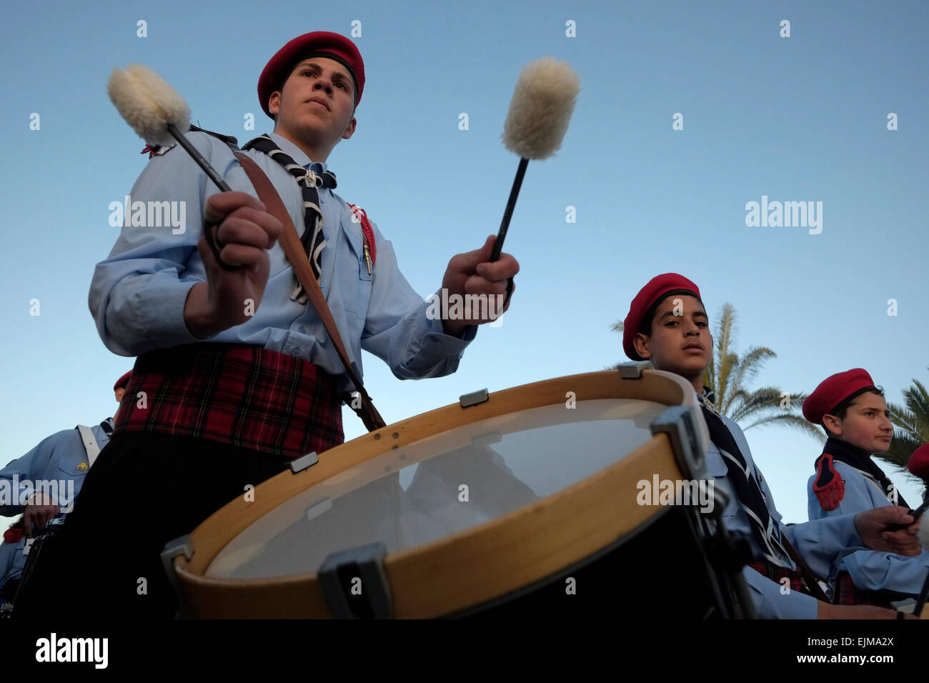 Israel, Jerusalem 29th March. Palestinian Orthodox Scout band take part ...