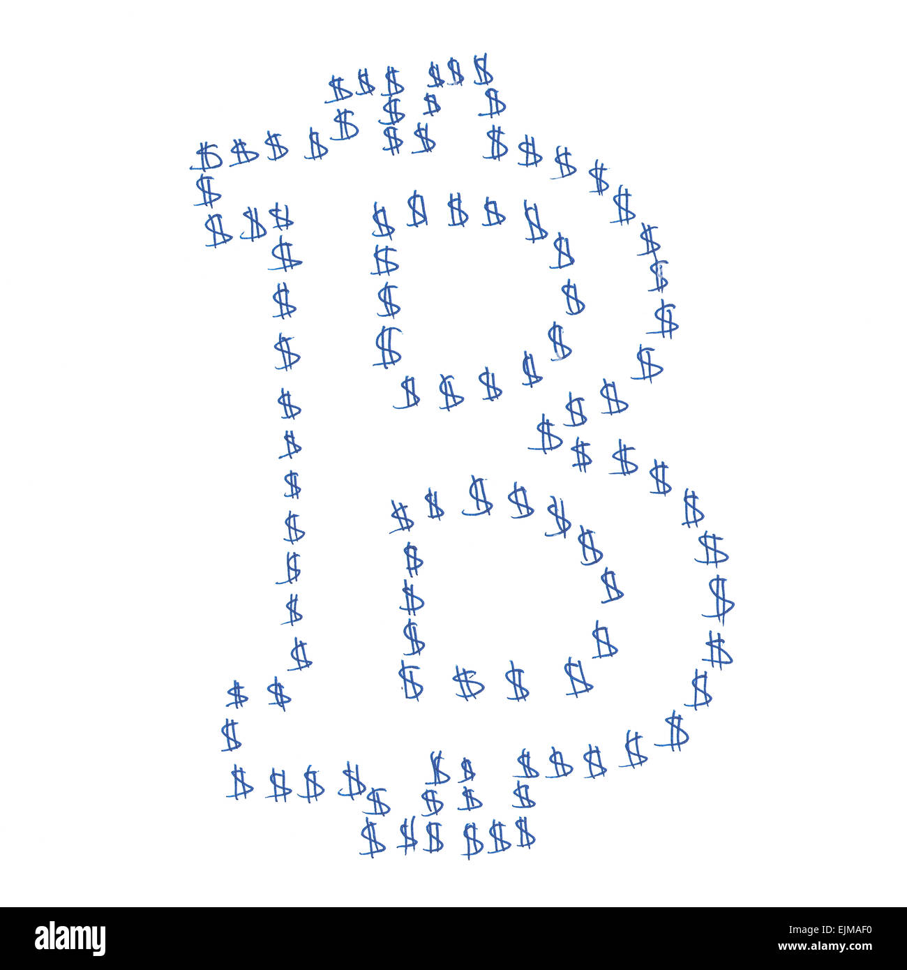 Bitcoin digital currency symbol, handmade drawing of a digital ...