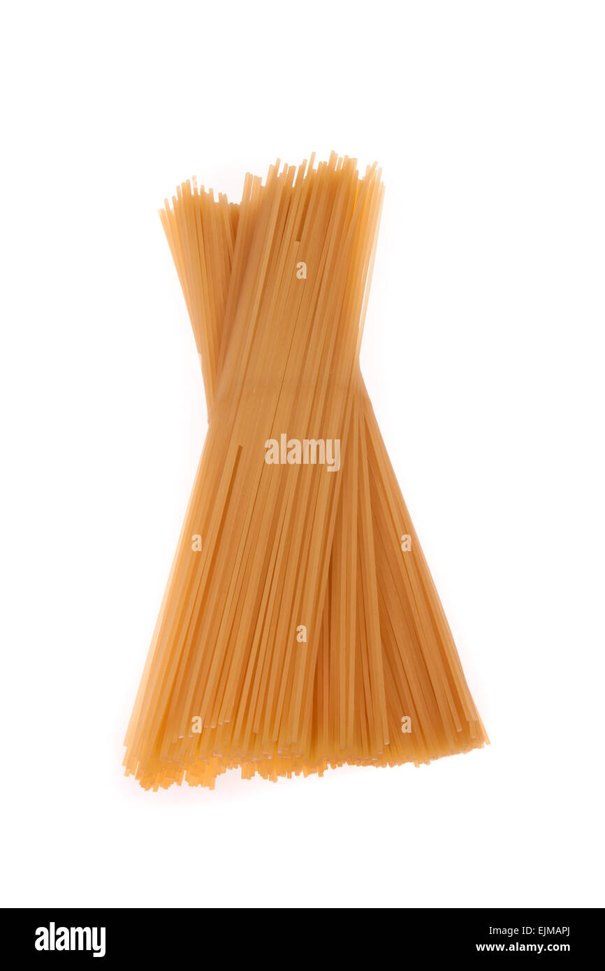 Uncooked spaghetti isolated on white Stock Photo - Alamy
