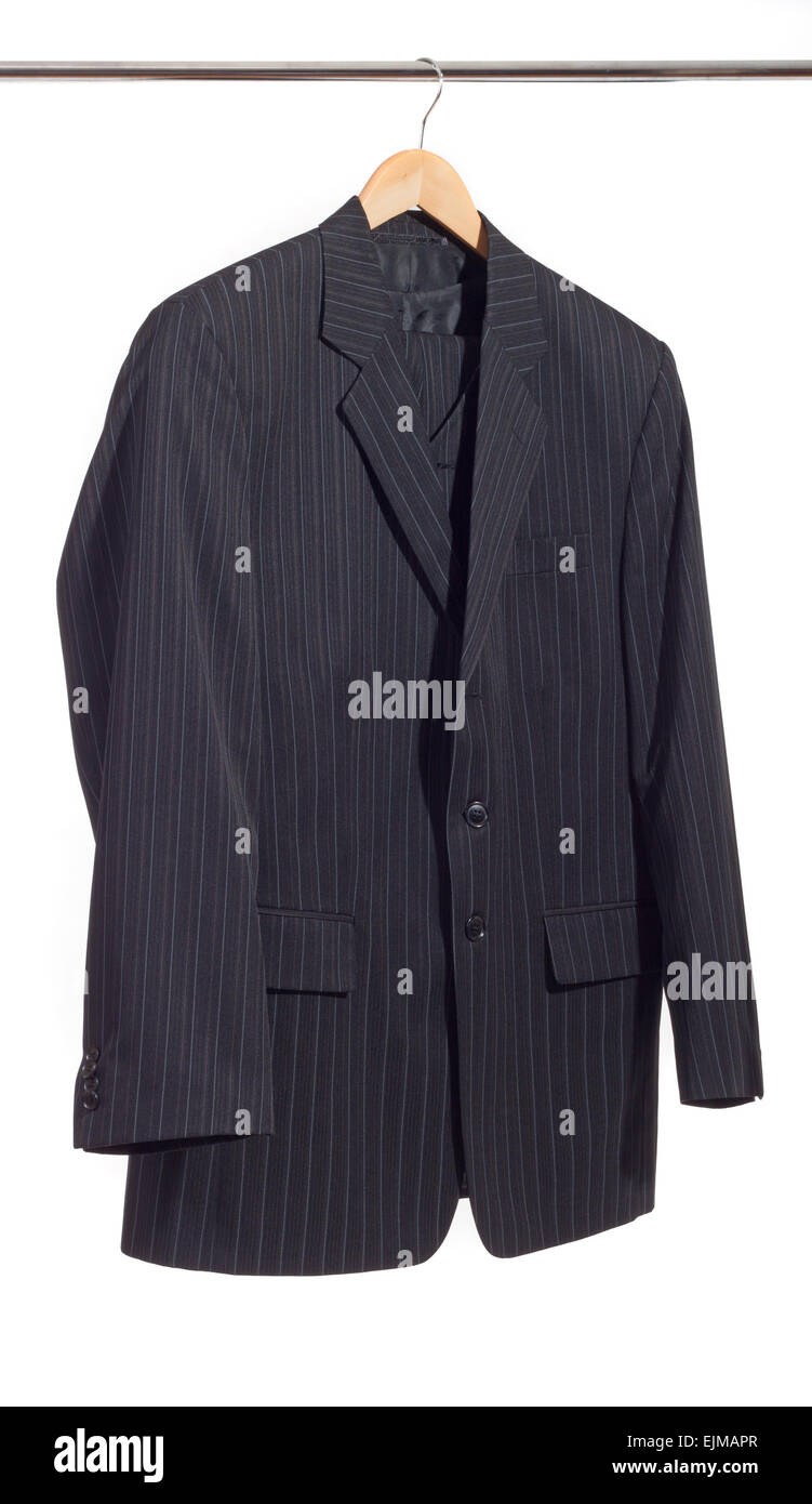 Men's suit on the rack isolated on white Stock Photo - Alamy