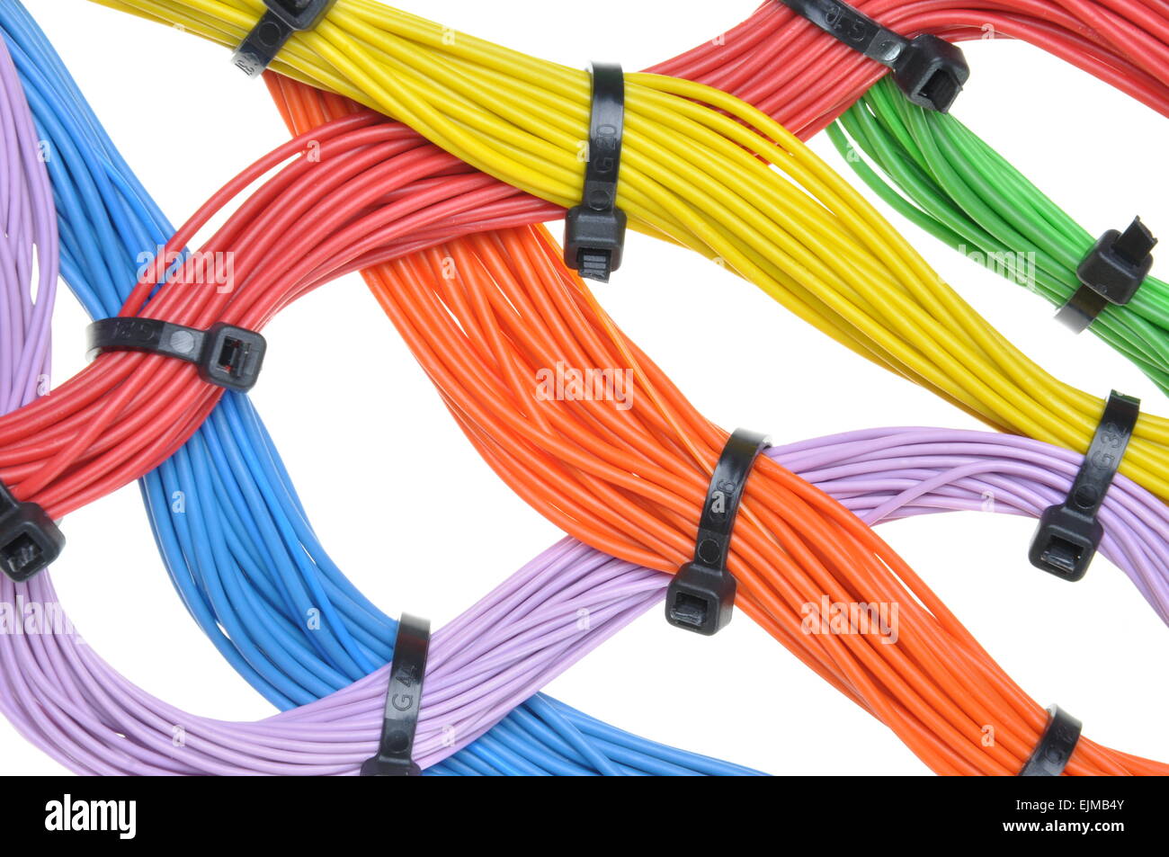Multicolored electrical cables isolated on white background Stock Photo ...