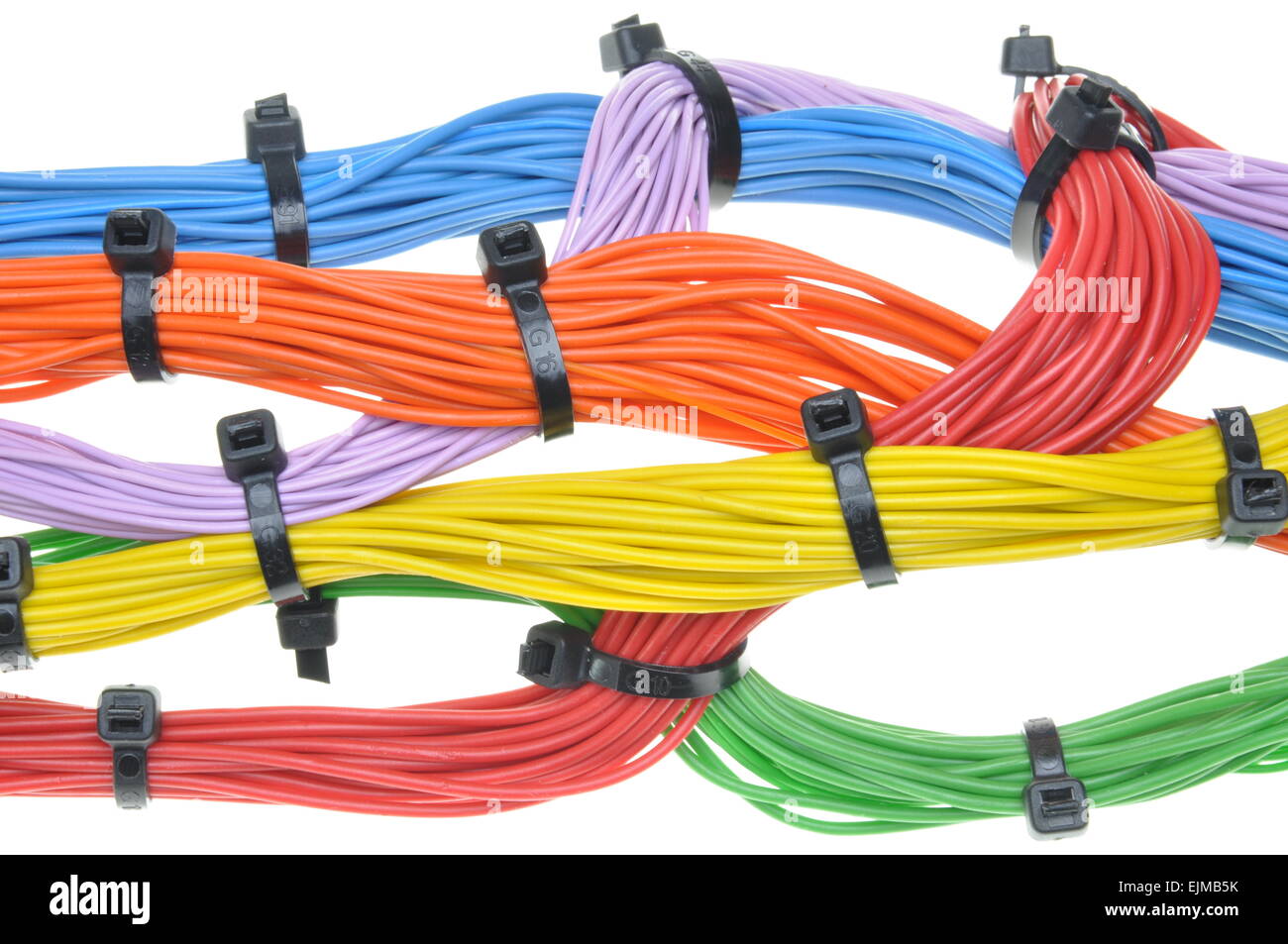 Multicolored electrical cables isolated on white background Stock Photo ...