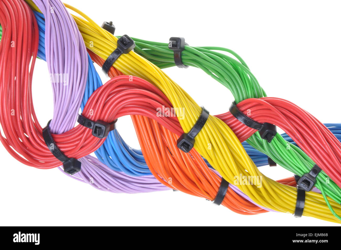 Multicolored electrical cables isolated on white background Stock Photo ...
