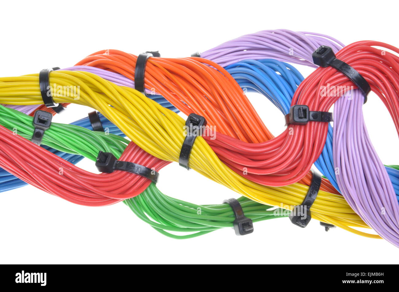 Multicolored electrical cables isolated on white background Stock Photo ...