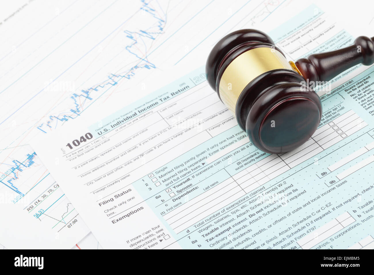 Judge's gavel over 1040 US Tax form Stock Photo - Alamy