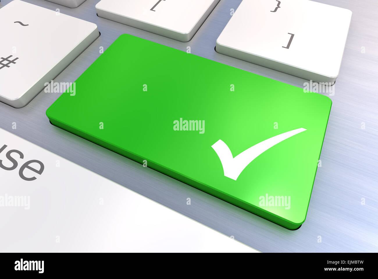 Computer keyboard rendered illustration with an agreement Tick key ...