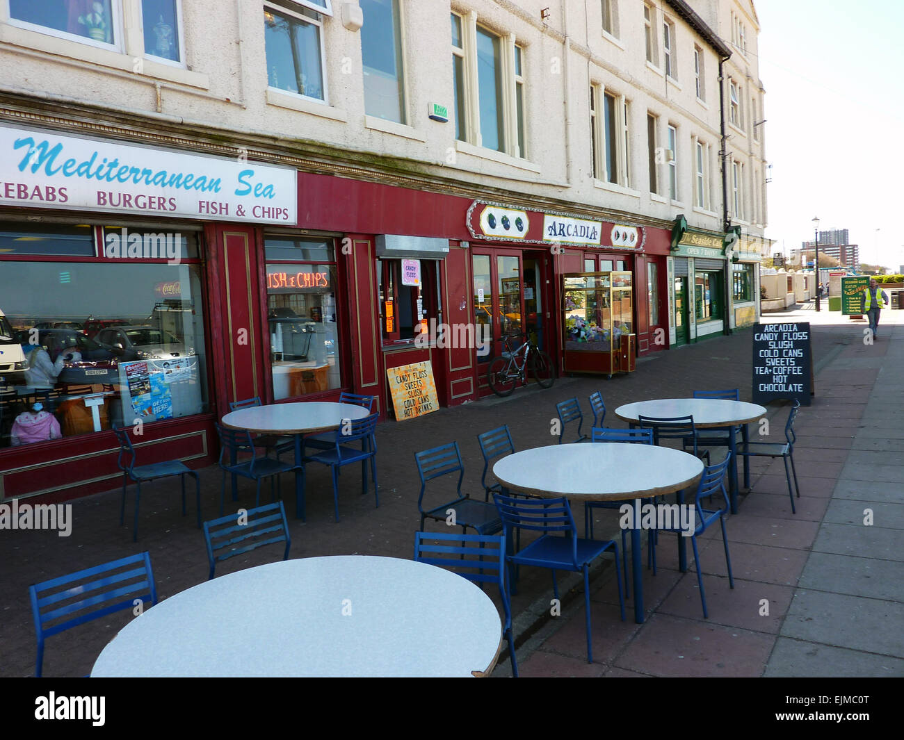 main street cafe and shops in new brighton Stock Photo - Alamy
