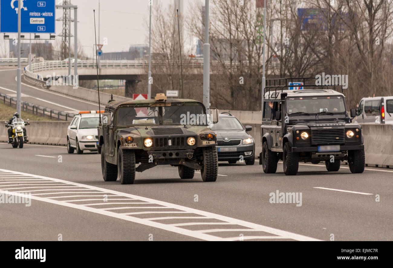US army convoy Humvee going across Czech republic Stock Photo - Alamy