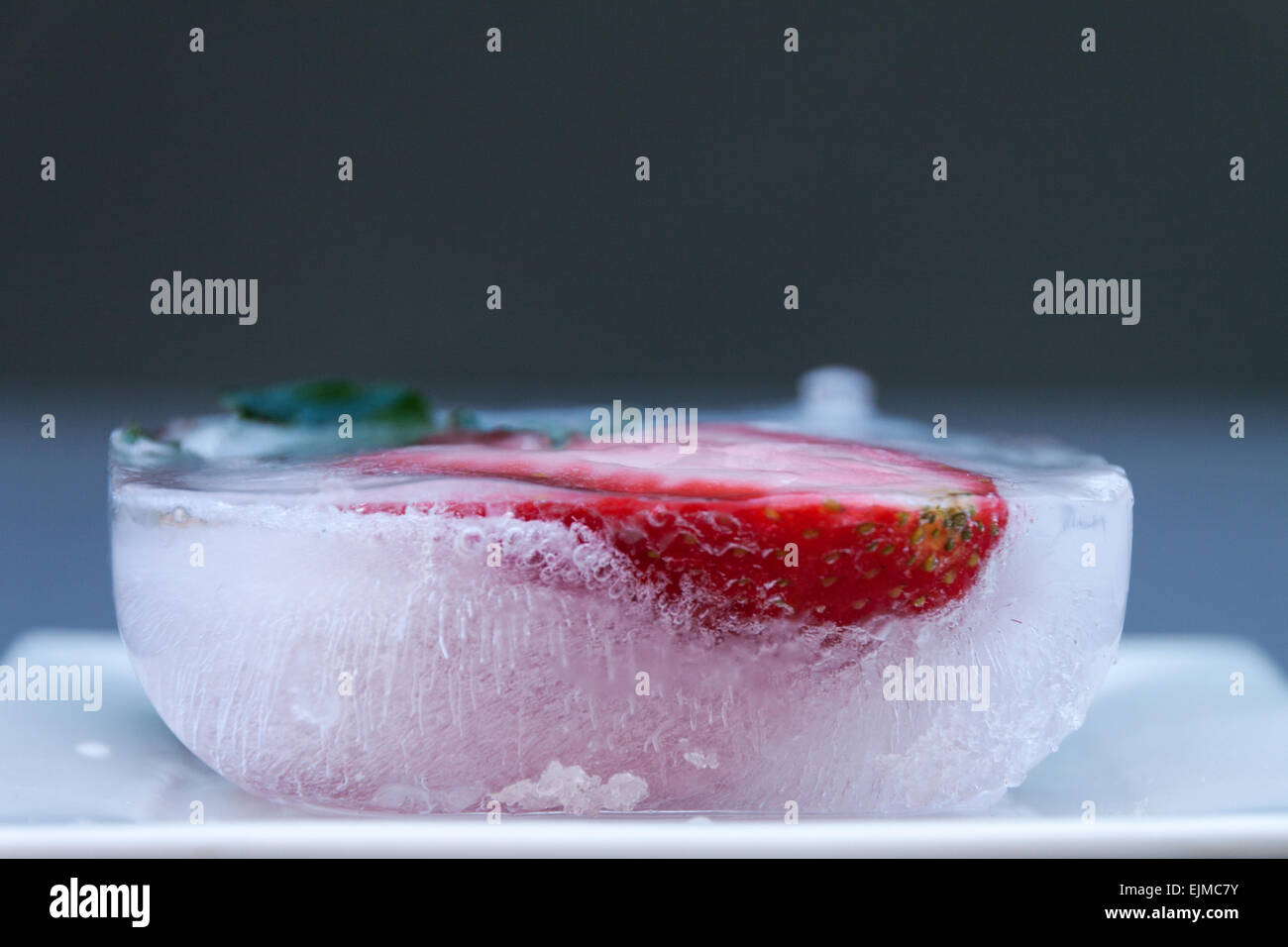 Food Photography, creativity with ice and strawberries. Frozen ...