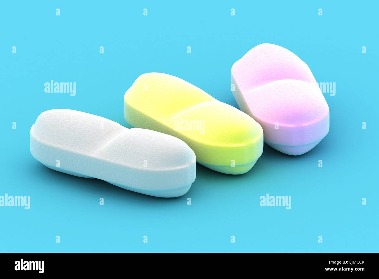 An Illustration of a Group of Pills on a blue background Stock Photo ...