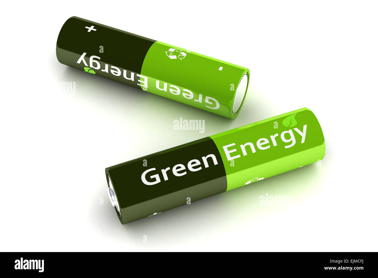 A Colourful 3d Rendered Green Eco Power Batteries Illustration Stock ...