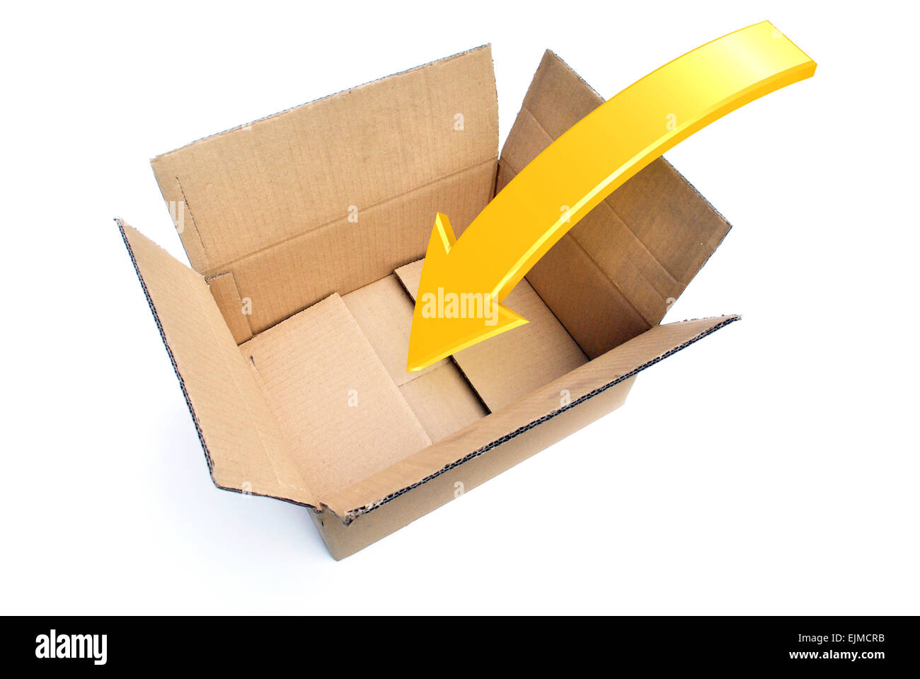 An opened box with a Rendered Arrow showing a Packing Concept Stock ...