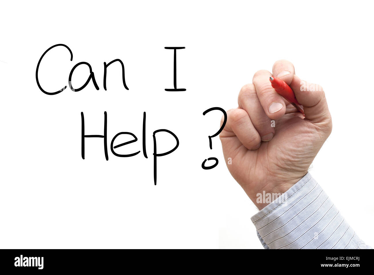 A Photo / Illustration of a Hand Writing 'Can I Help?' Stock Photo - Alamy