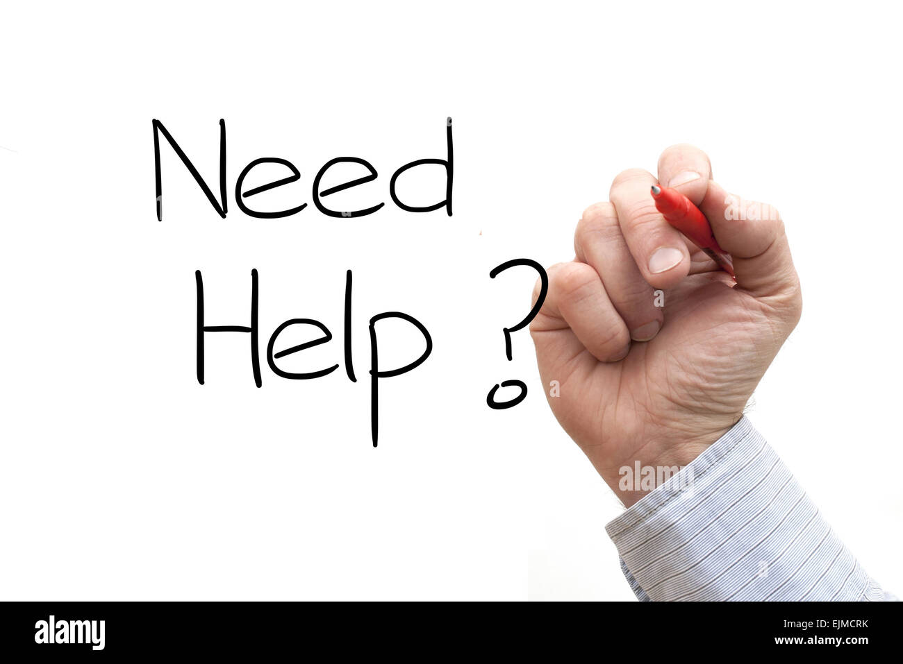 A Photo / Illustration of a Hand Writing 'Need Help?' Stock Photo - Alamy