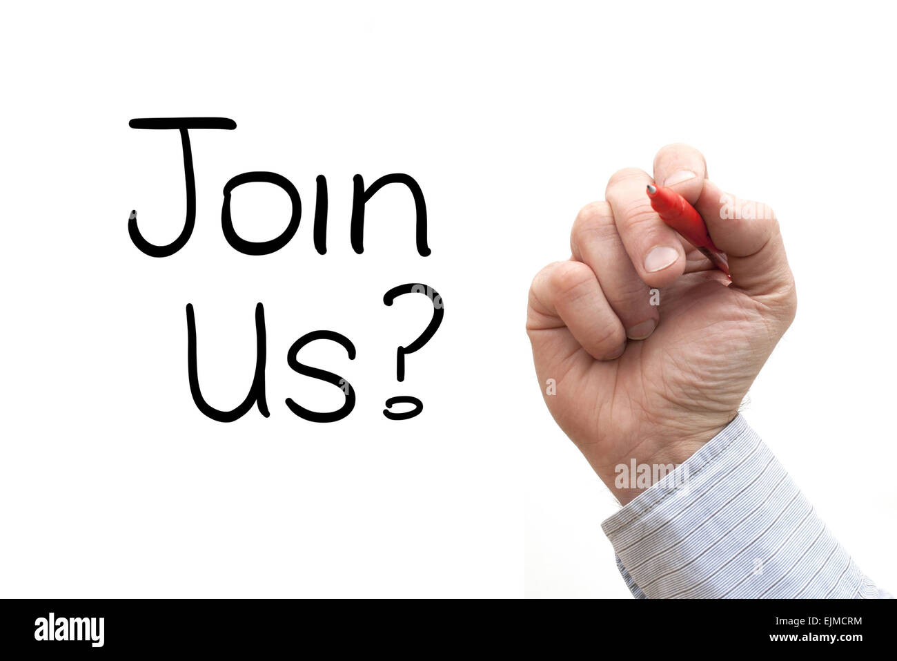 A Photo / Illustration of a Hand Writing 'Join Us?' Stock Photo - Alamy