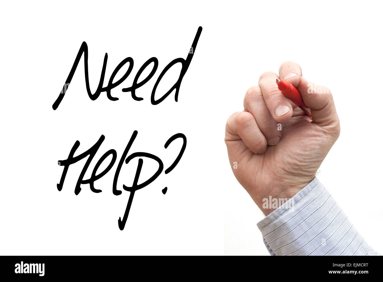 A Photo / Illustration of a Hand Writing 'Need Help' Stock Photo - Alamy