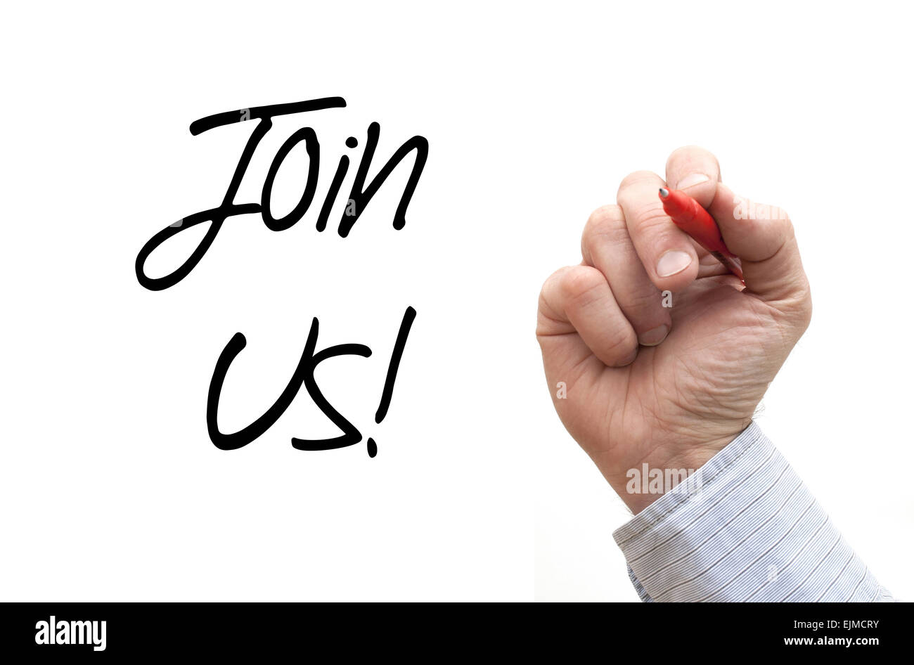 A Photo / Illustration of a Hand Writing 'Join Us' Stock Photo - Alamy