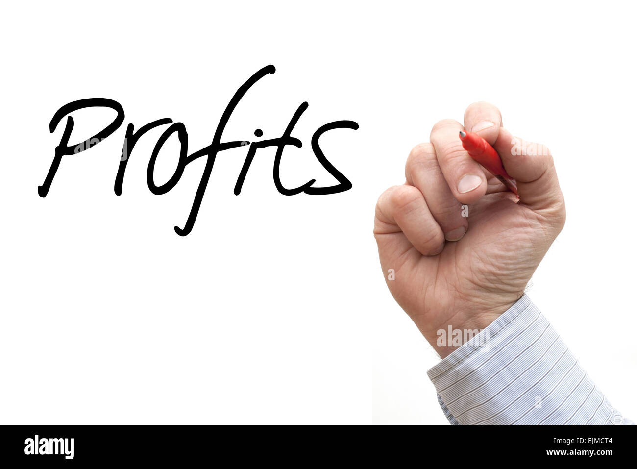 A Photo / Illustration of a Hand Writing 'Profits' Stock Photo - Alamy