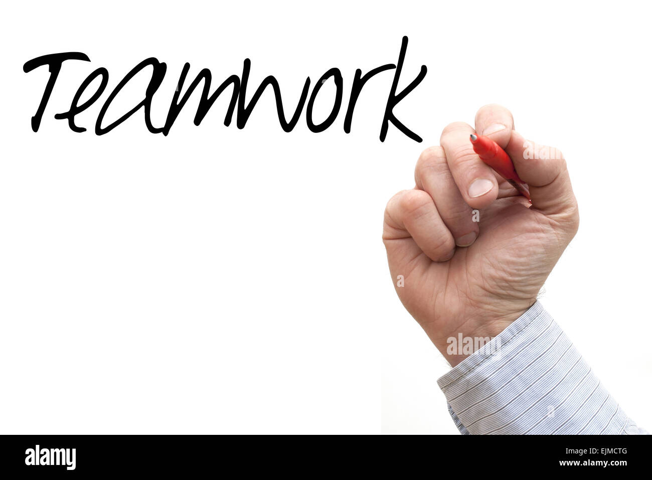 A Photo / Illustration of a Hand Writing 'Teamwork' Stock Photo - Alamy