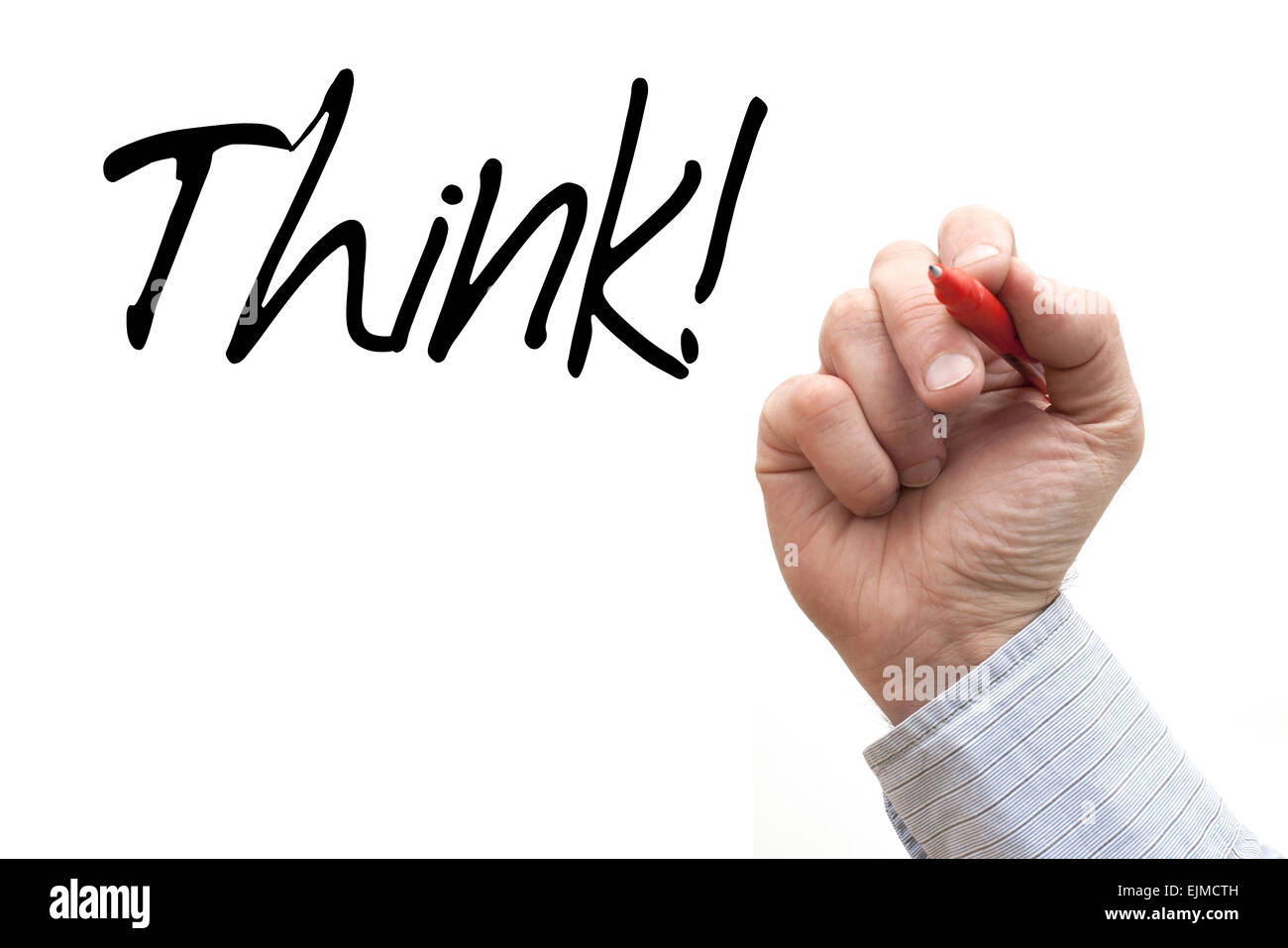 A Photo / Illustration of a Hand Writing 'Think' Stock Photo - Alamy