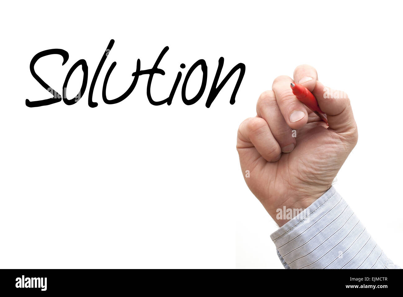 A Photo / Illustration of a Hand Writing 'Solution' Stock Photo - Alamy