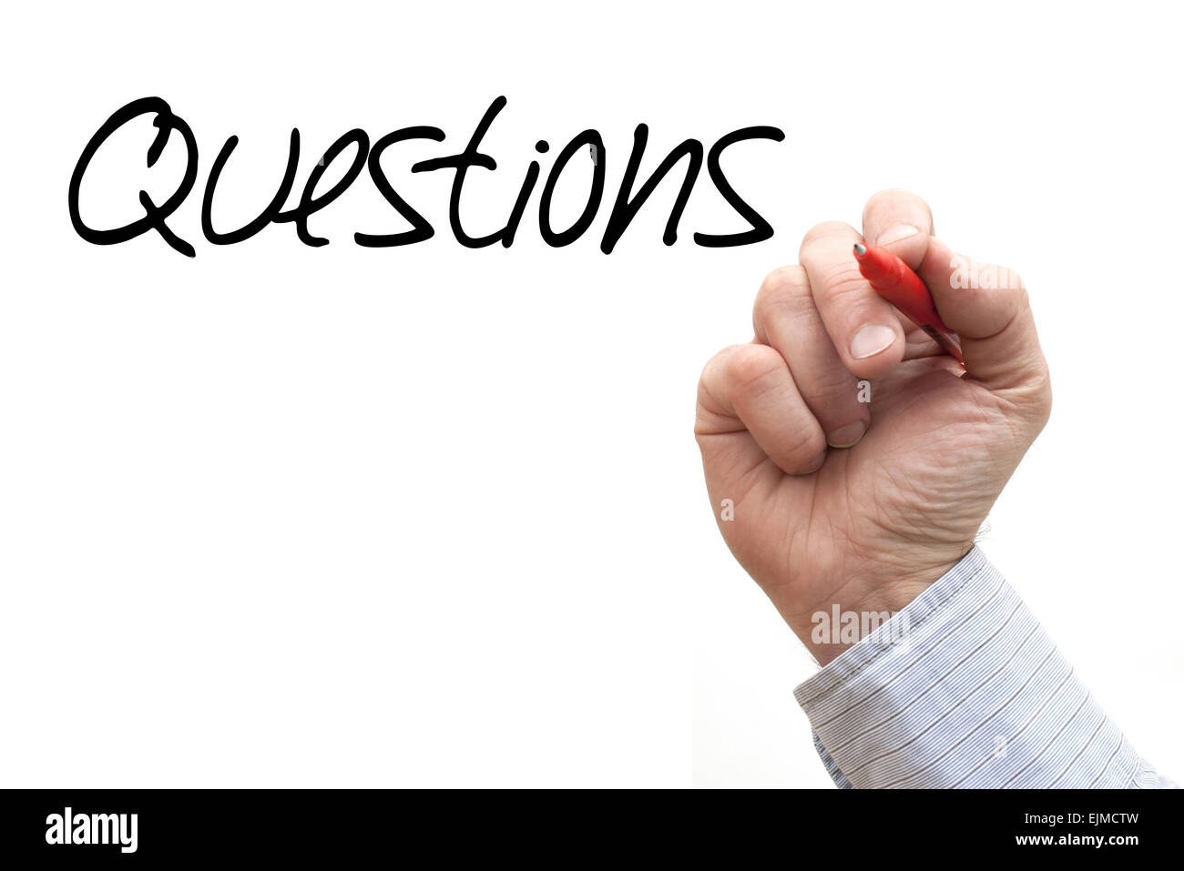 A Photo / Illustration of a Hand Writing 'Questions' Stock Photo - Alamy