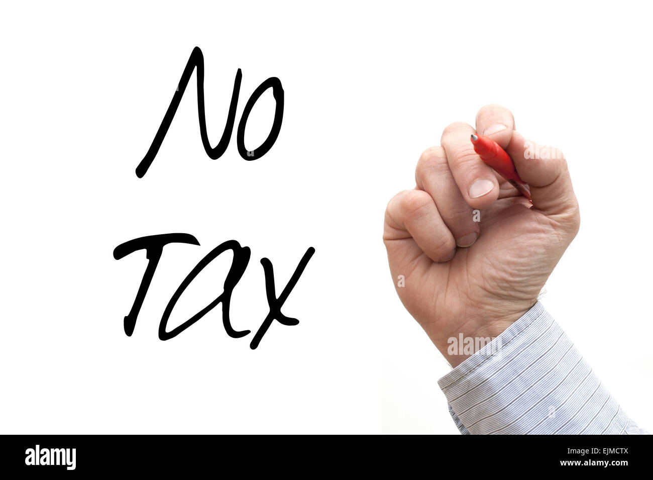 A Photo / Illustration of a Hand Writing 'No Tax' Stock Photo - Alamy