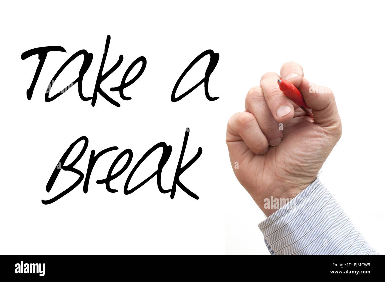 A Photo / Illustration of a Hand Writing 'Take a Break' Stock Photo - Alamy