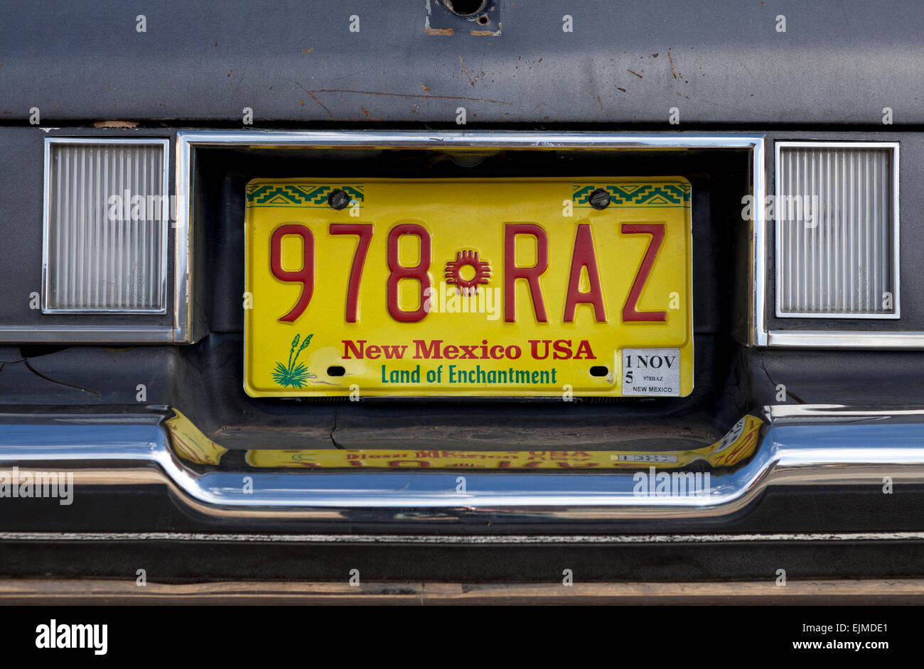A very clean New Mexico license plate is displayed on a car Stock Photo ...