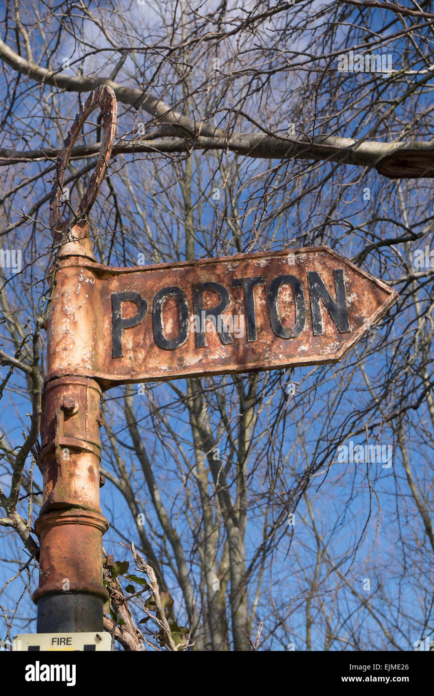 old metal rusted road sign Stock Photo - Alamy