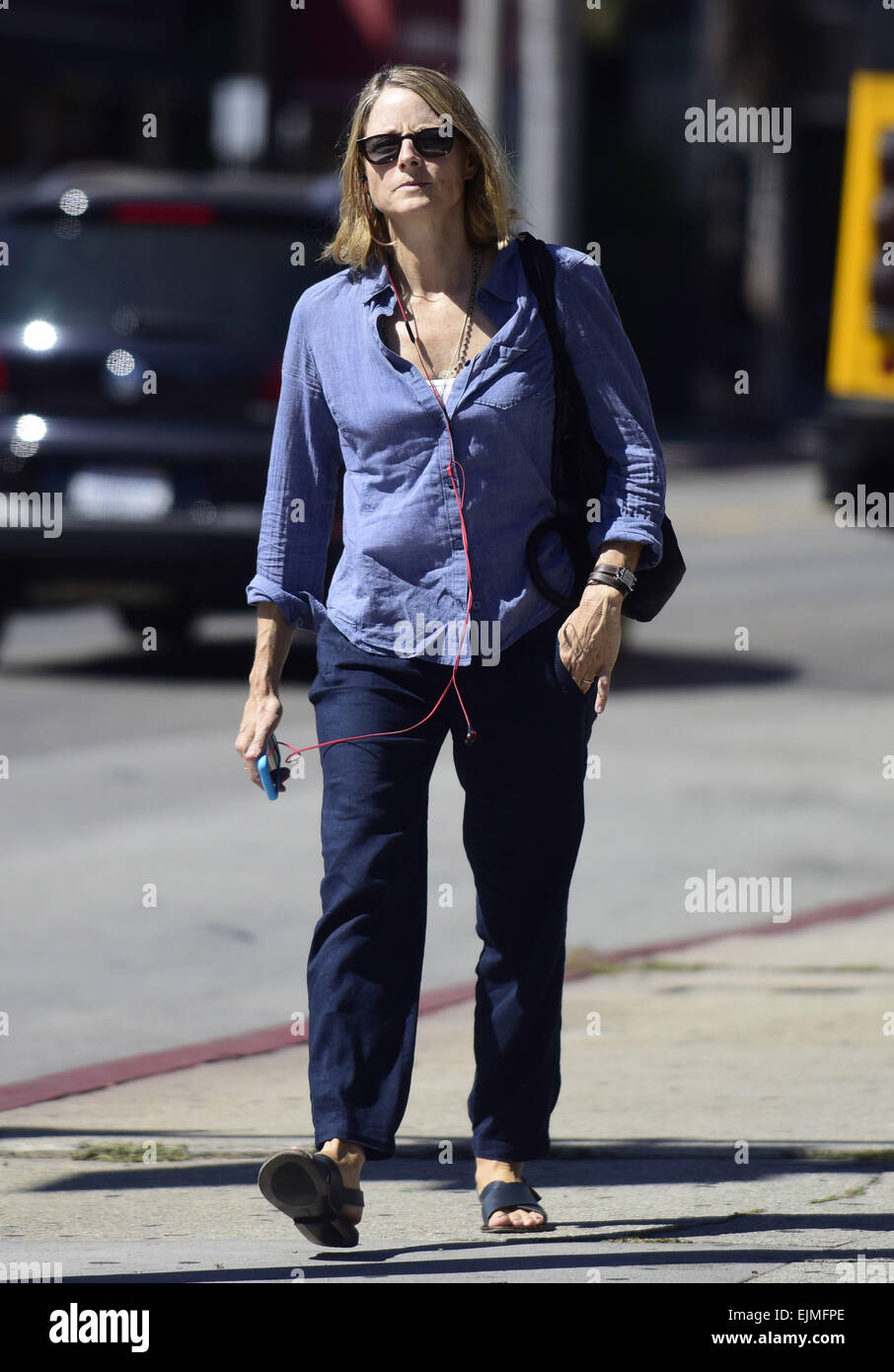 Jodie Foster talks on her hands free kit as she is spotted out in west ...