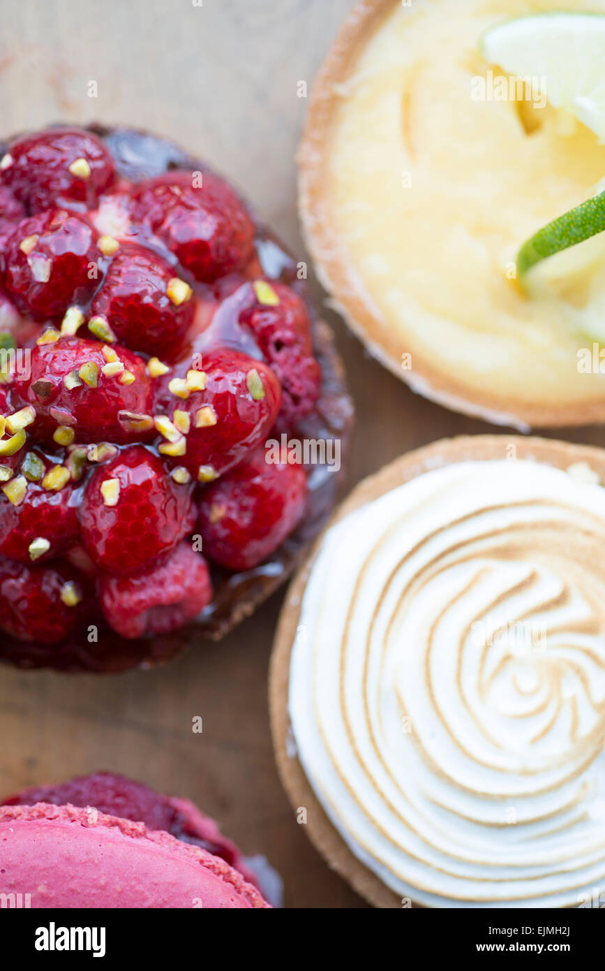 Raspberry tart from high end patisserie, Paris, France Stock Photo - Alamy